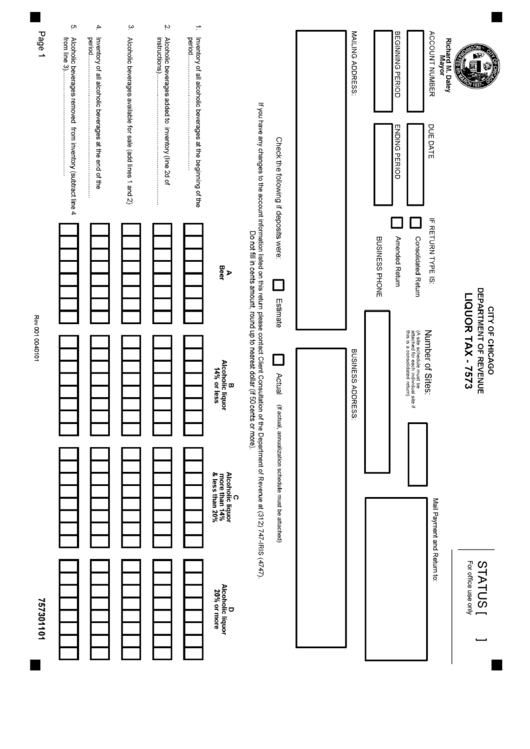 Form 7573 - Liquor Tax printable pdf download