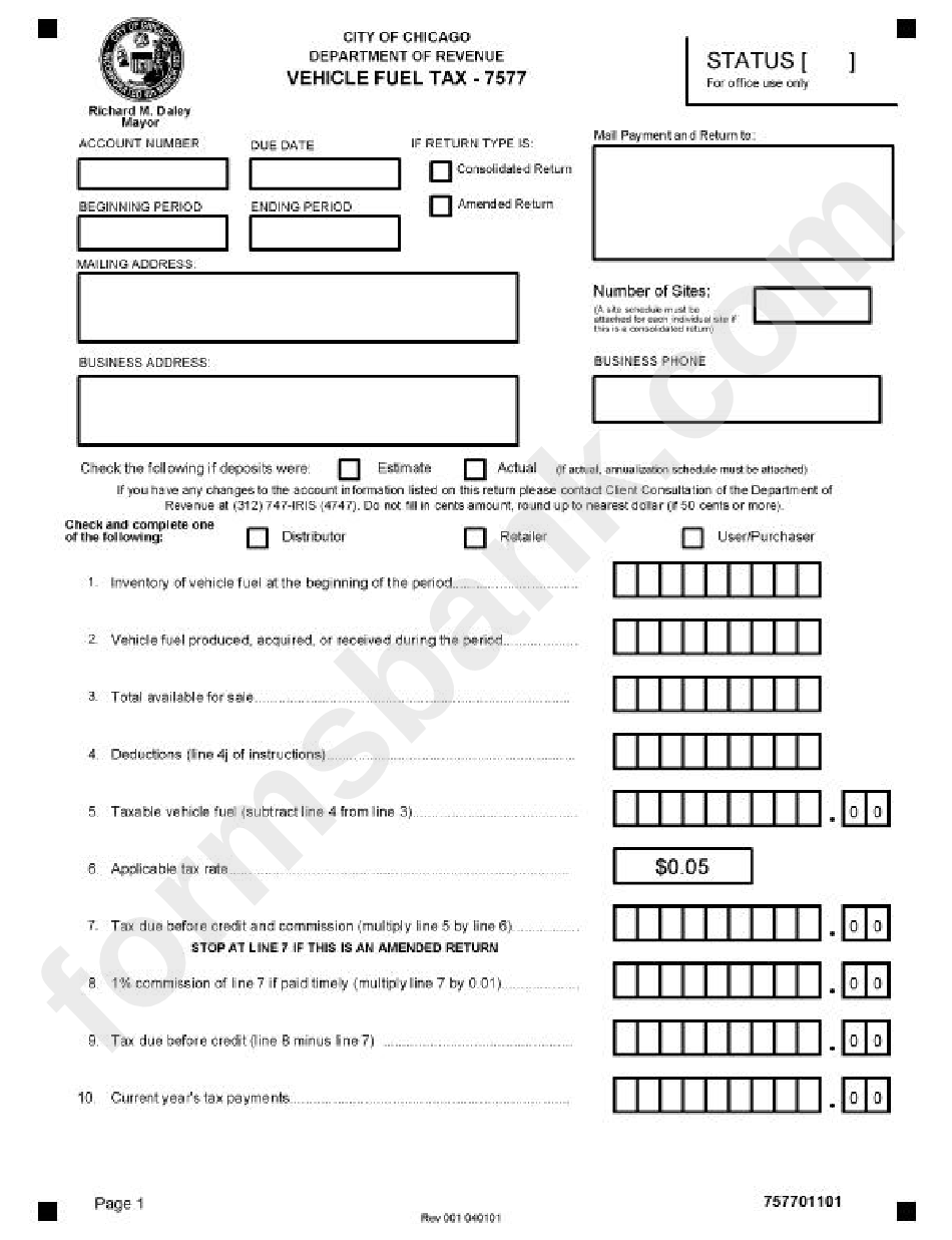 Form 7577 - Vehicle Fuel Tax printable pdf download