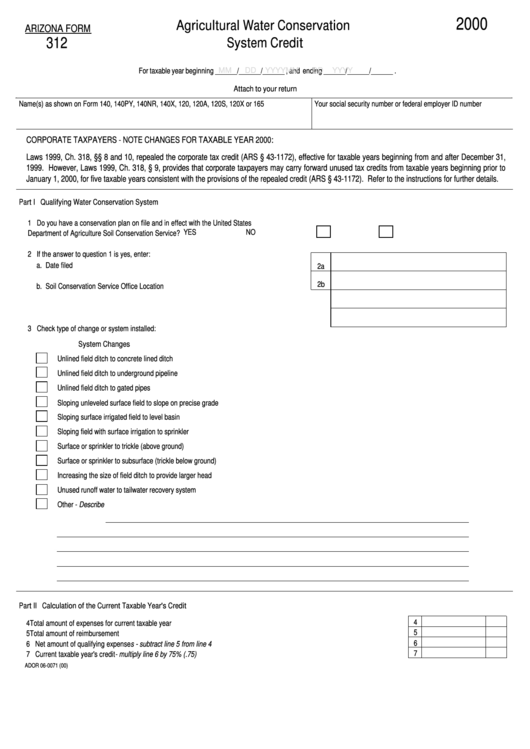 Form 312 - Agricultural Water Conservation System Credit - 2000 ...