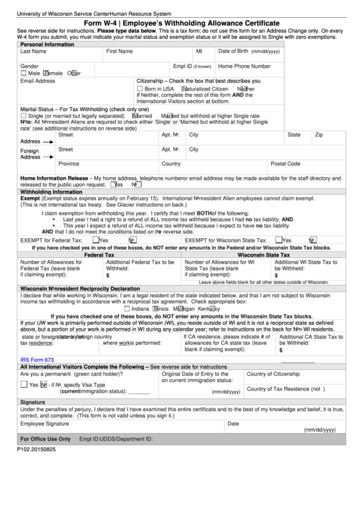Fillable W 4 Form Printable Forms Free Online