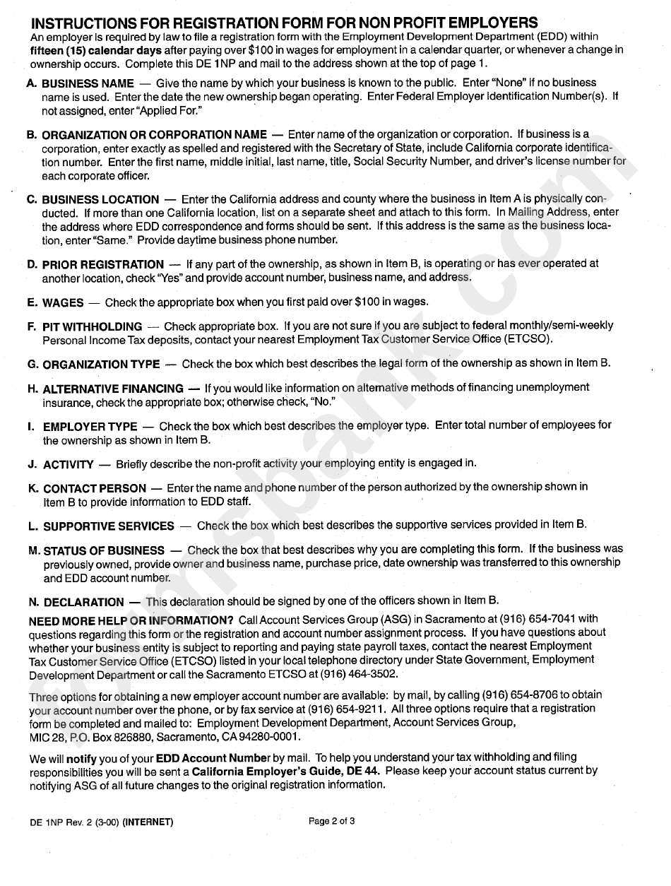 Instructions For Registration Form For Non Profit Employers printable ...