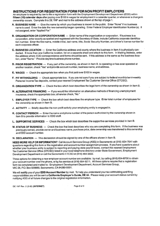 Instructions For Registration Form For Non Profit Employers printable ...