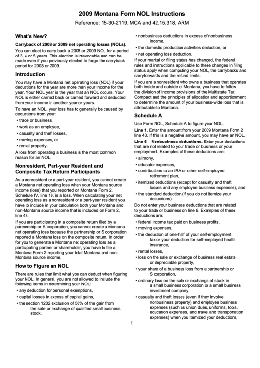 2009 Montana Form Nol Instructions printable pdf download 2009 Montana Form Nol Instructions printable pdf download