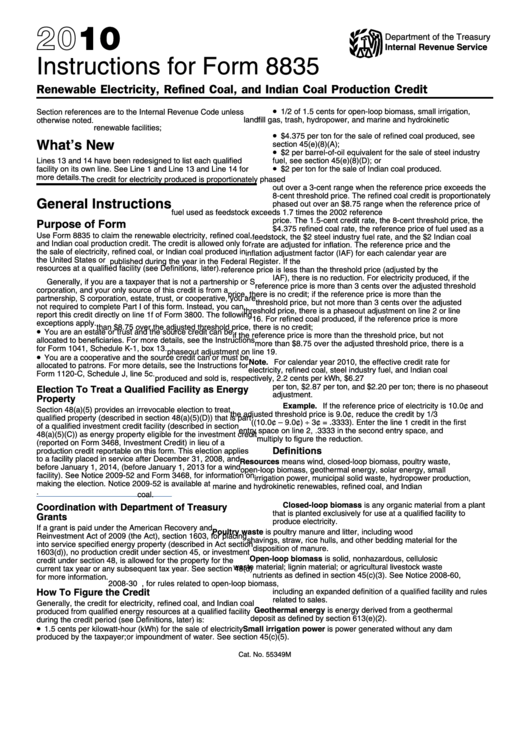 Instructions For Form 8835 - Renewable Electricity, Refined Coal, And ...