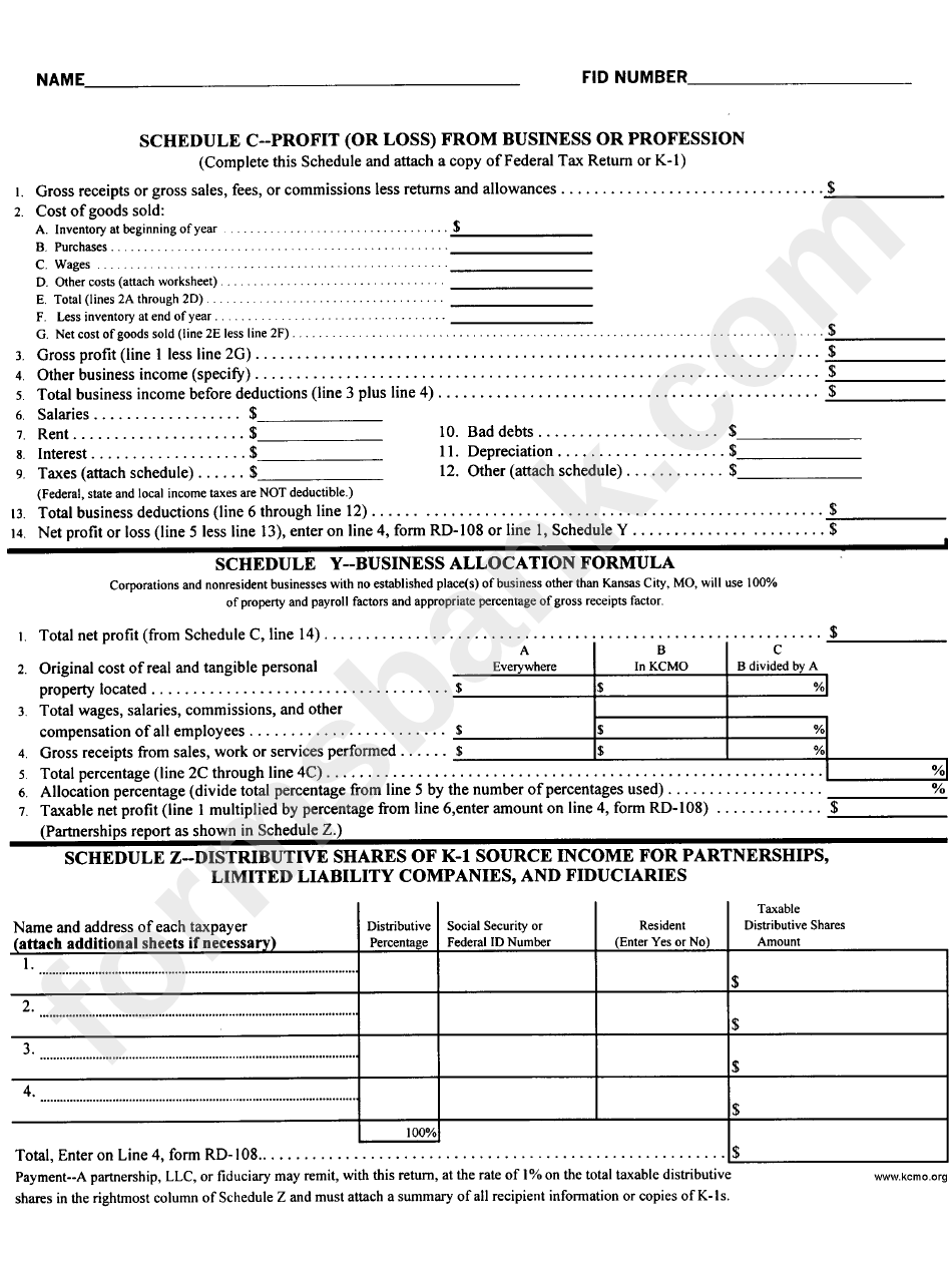 Schedule C-Profit (Or Loss) From Business Or Profession printable pdf ...