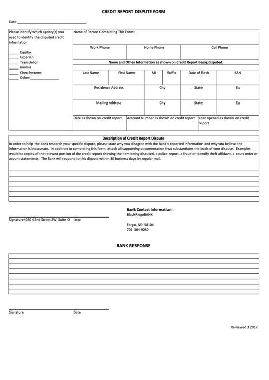 33 Credit Dispute Form Templates Free To Download In PDF