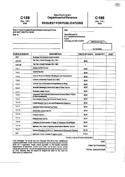 Fillable Form C-188 - Request For Publications printable pdf download