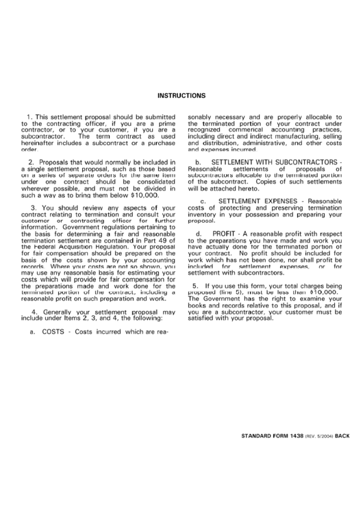 Instructions For Standart Form 1438 printable pdf download