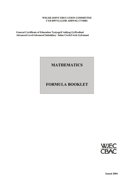 Mathematics Formula Sheet Printable Pdf Download