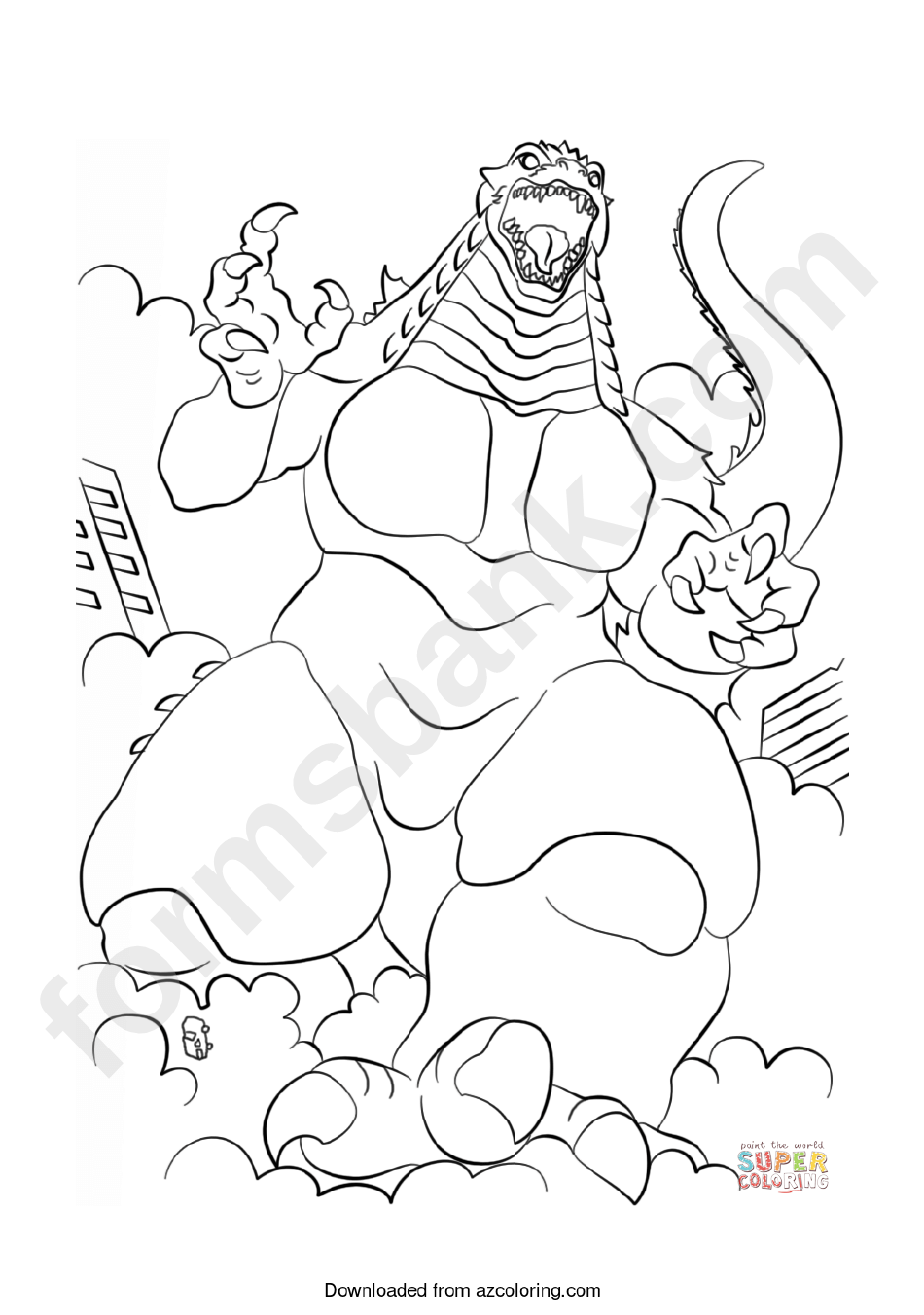 Running Godzilla Coloring Sheet printable pdf download