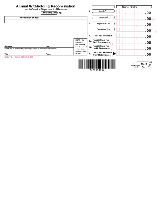 Form Nc-3 - Reconciliation printable pdf download