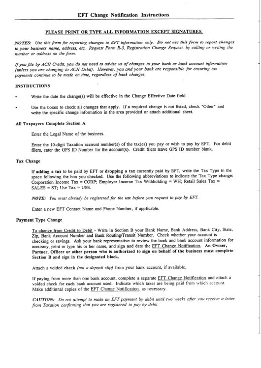 Eft Change Notification Instructions printable pdf download