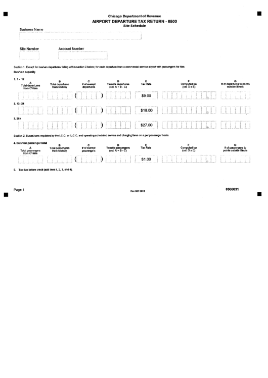 Airport Departure Tax Return - 8500 printable pdf download