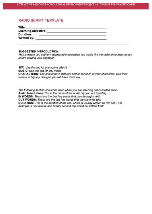 Top 5 Radio Script Templates Free To Download In PDF Format
