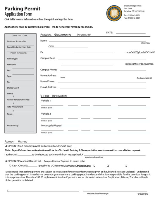 Free Printable Parking Permit Template