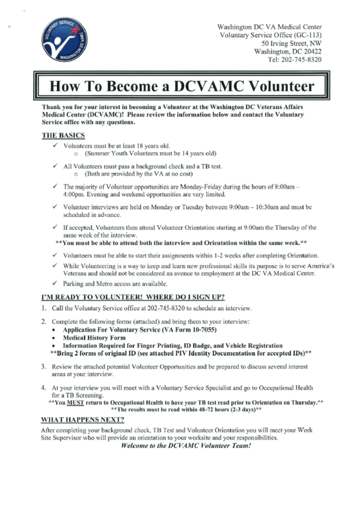 Dcvamc Volunteer Application Form printable pdf download