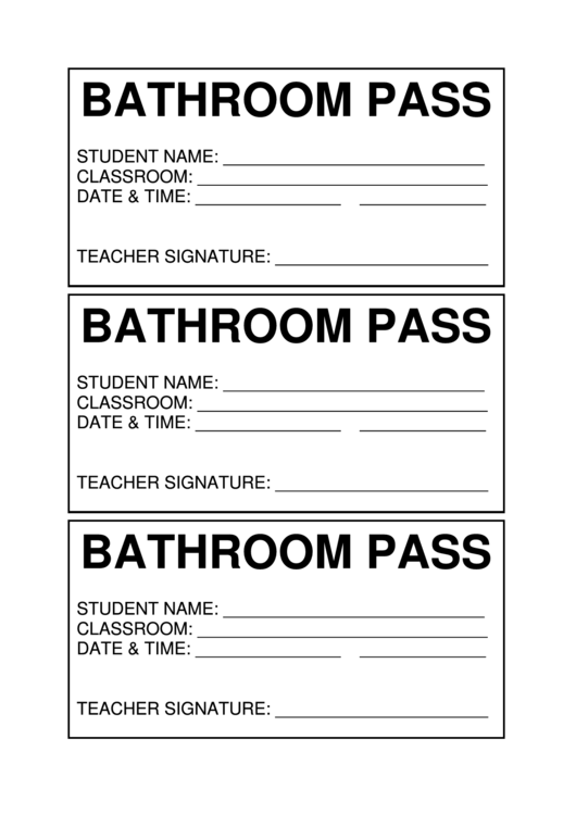 Bathroom Pass Template Bathroom Design