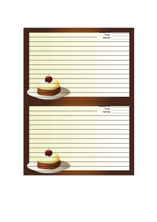 Brown Dessert Recipe Card printable pdf download