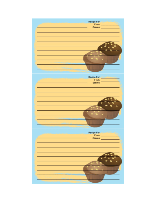 Blue Muffins Recipe Card Template printable pdf download