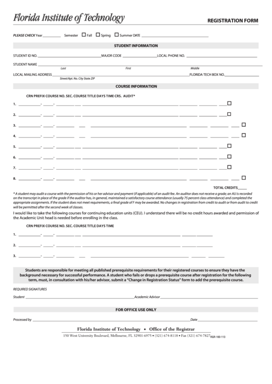 Fillable Student Registration Form printable pdf download