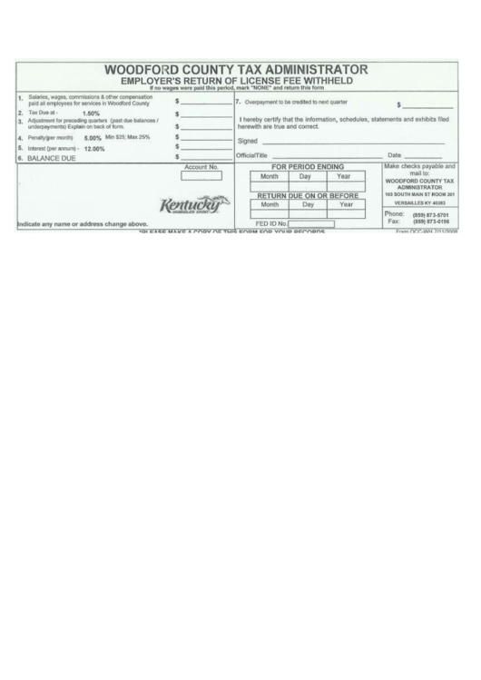 Form Occ-Wh - Employer'S Return Of License Fee Withheld printable pdf ...