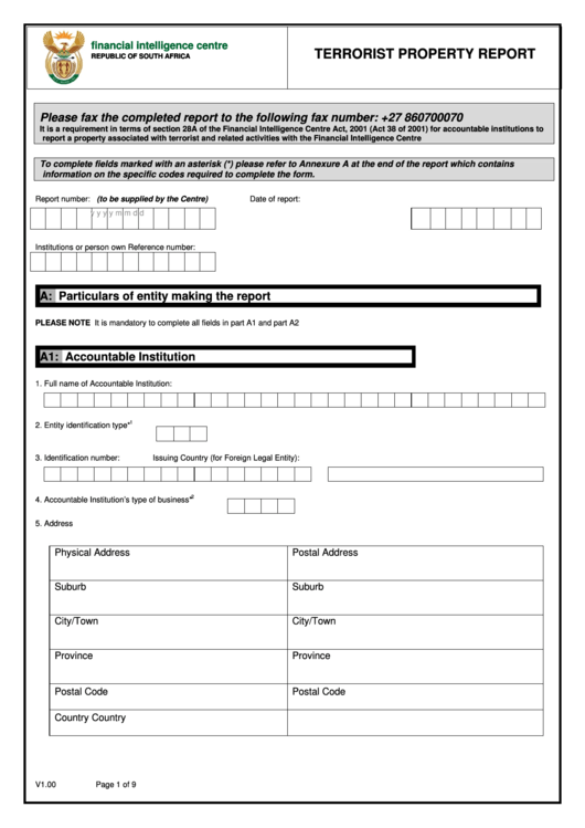 Terrorist Property Report - Financial Intelligence Centre Republic Of ...