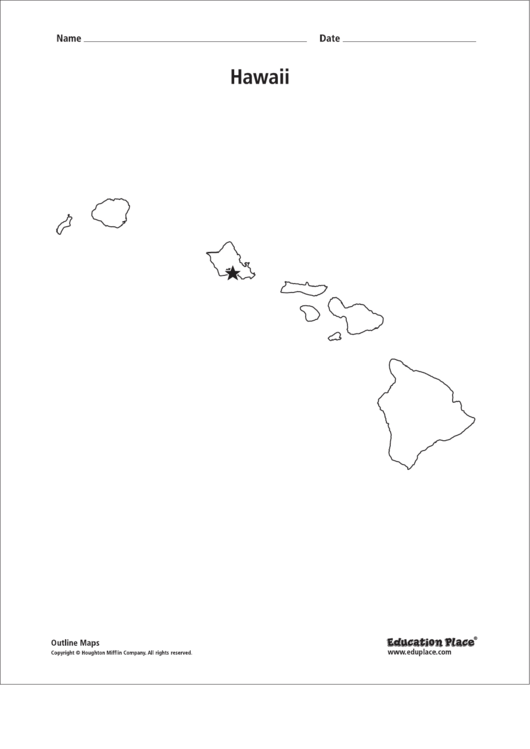 Hawaii Map Template printable pdf download