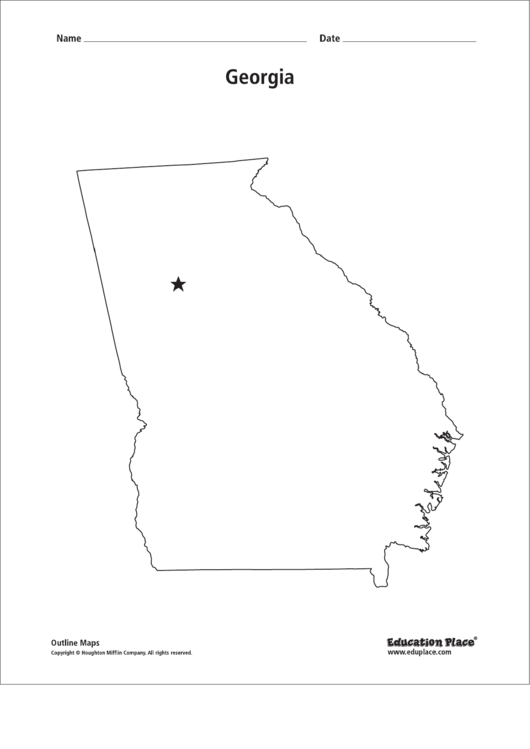 Georgia Map Template printable pdf download