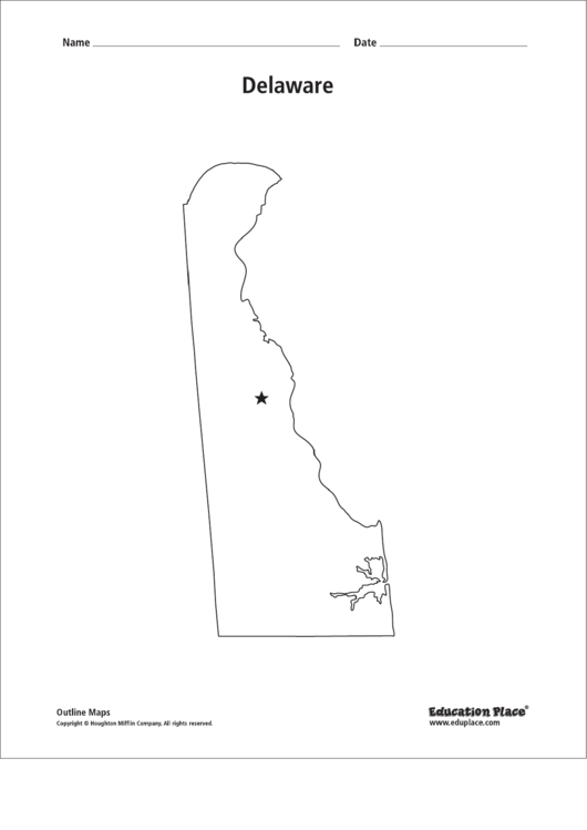 Delaware Map Template printable pdf download