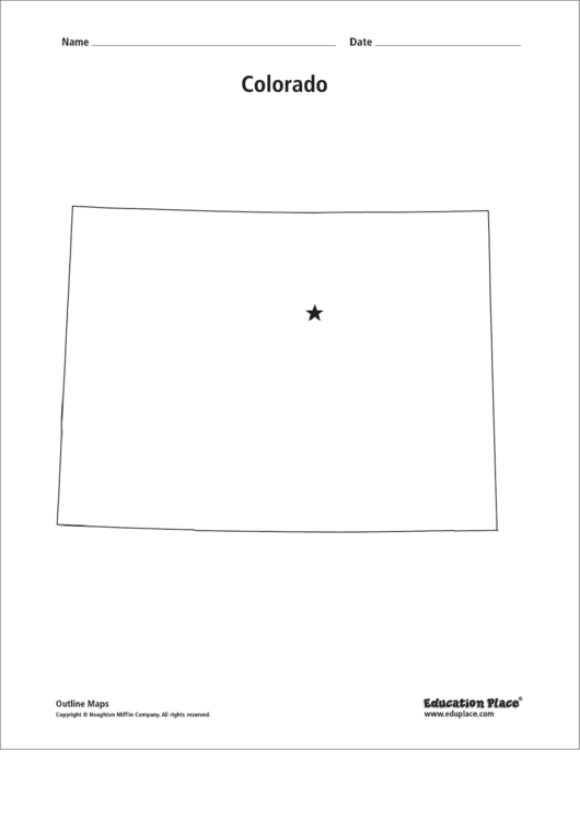 Colorado Map Template printable pdf download