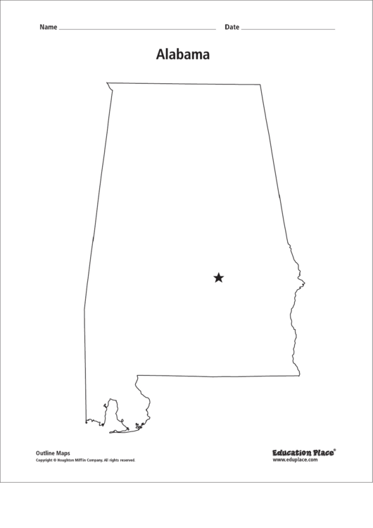 Alabama Map Template printable pdf download