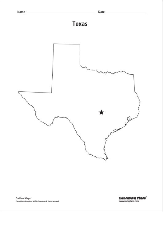 Texas Map Template printable pdf download
