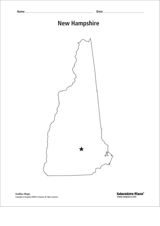 New Hampshire Map Template printable pdf download