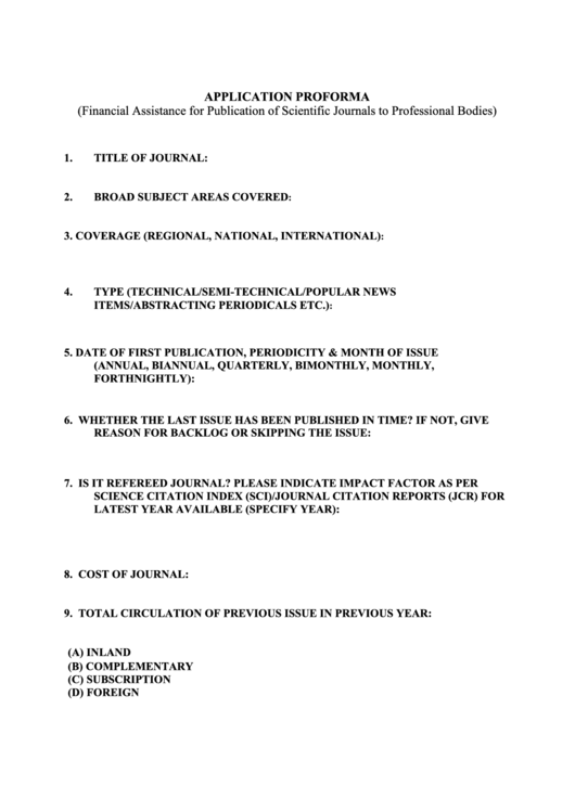 Application Proforma printable pdf download