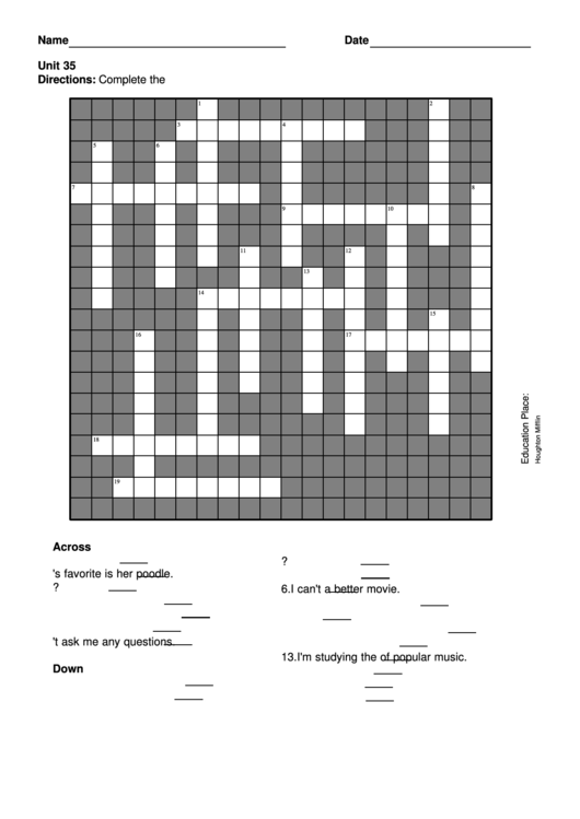 Level 5 Cross Word Puzzle printable pdf download