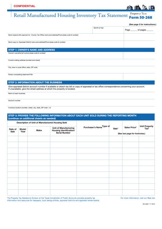 Fillable Form 50-268 - Retail Manufactured Housing Inventory Tax ...
