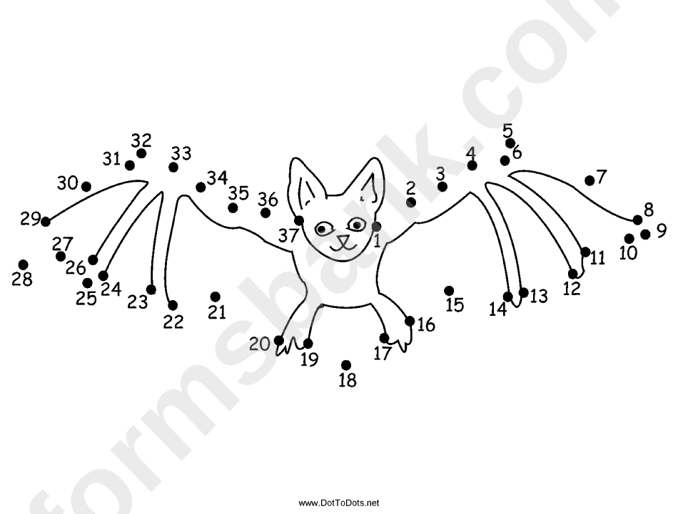 Bat Dot-To-Dot Sheet printable pdf download