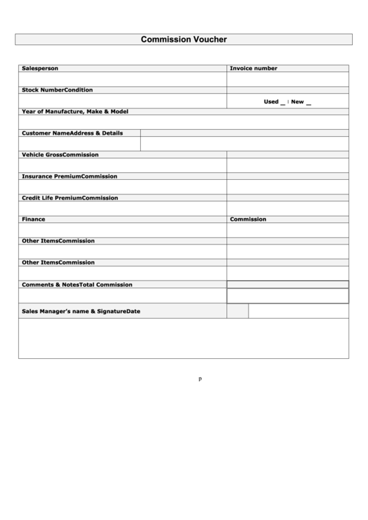 Commission Voucher printable pdf download