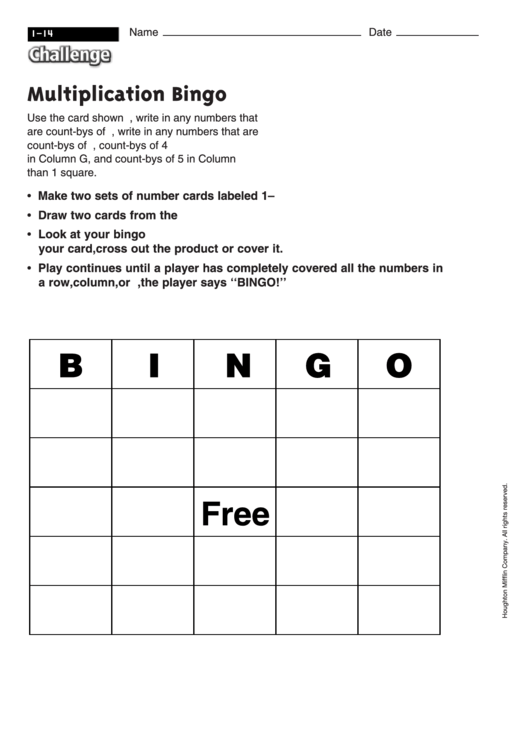 Multiplication Bingo Multiplication Worksheet With Answers Printable 