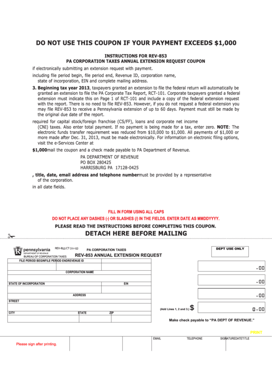 Fillable Form Rev-853 Ct - Annual Extension Request printable pdf download