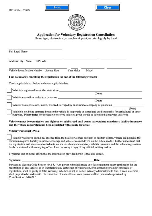 Motor Vehicle Mv 18j Printable Form - Printable Forms Free Online