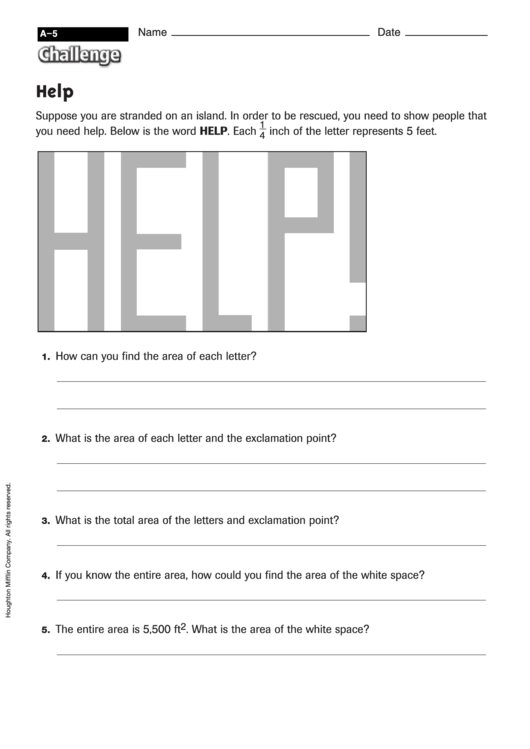 Help - Area Worksheet With Answers printable pdf download