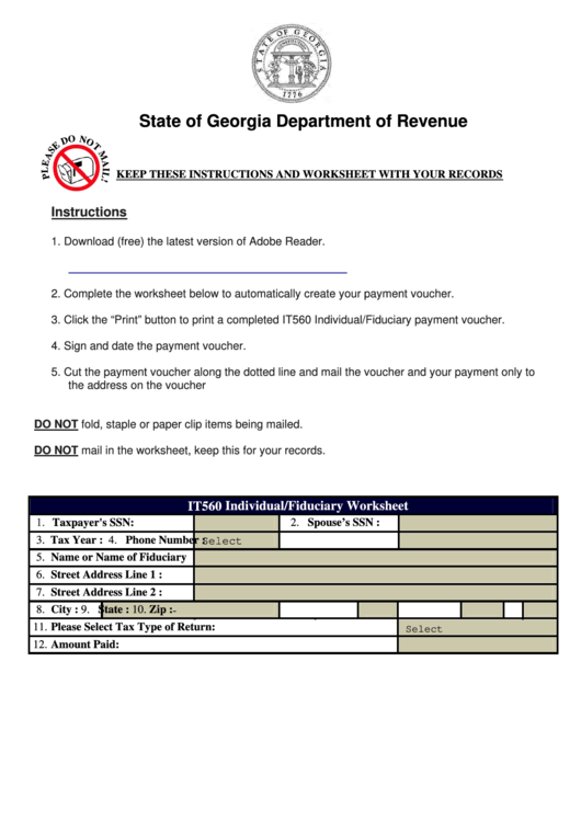 Form It 560 - Individual And Fiduciary Payment Voucher printable pdf ...