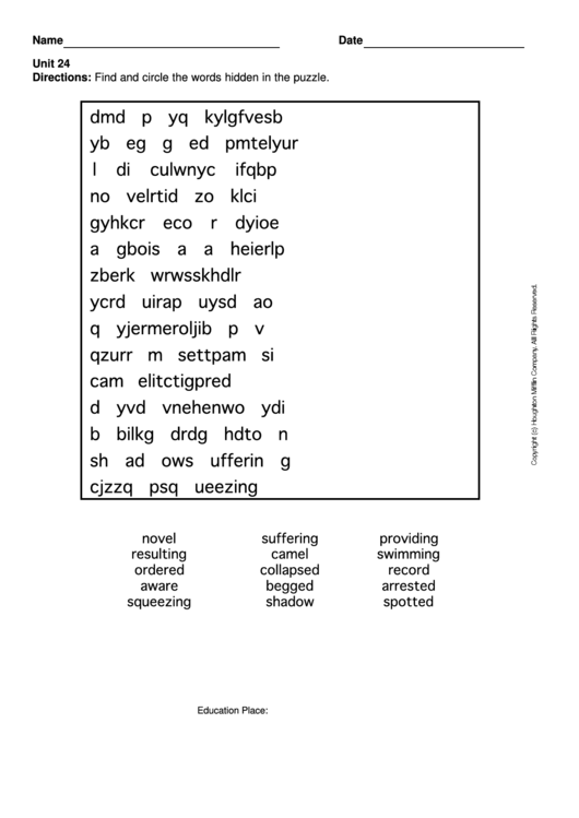 Level 5 Word Search Puzzle Template printable pdf download