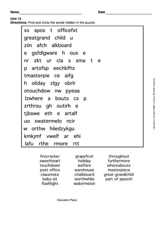 Level 5 Word Search Puzzle Template printable pdf download