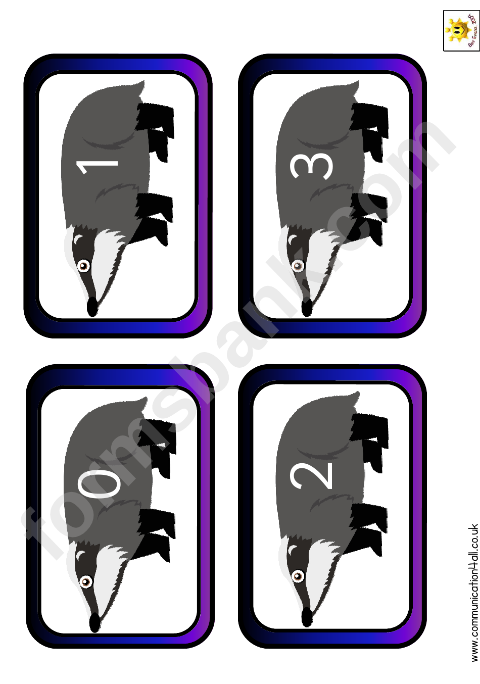 Badger Number Chart 0-30 printable pdf download