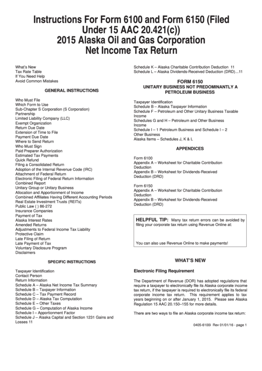 Instructions For Form 6100 And Form 6150 printable pdf download