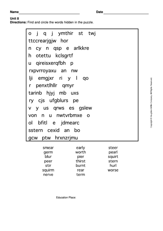 Level 5 Word Search Puzzle Template printable pdf download
