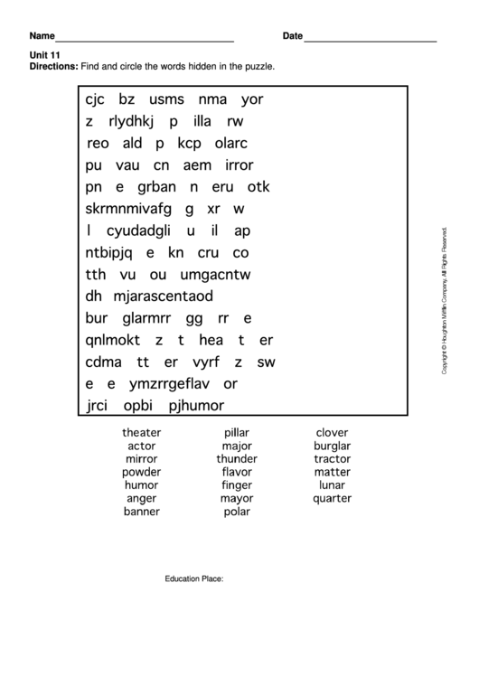 Level 5 Word Search Puzzle Template printable pdf download