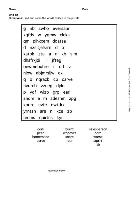 Level 5 Word Search Puzzle Template printable pdf download